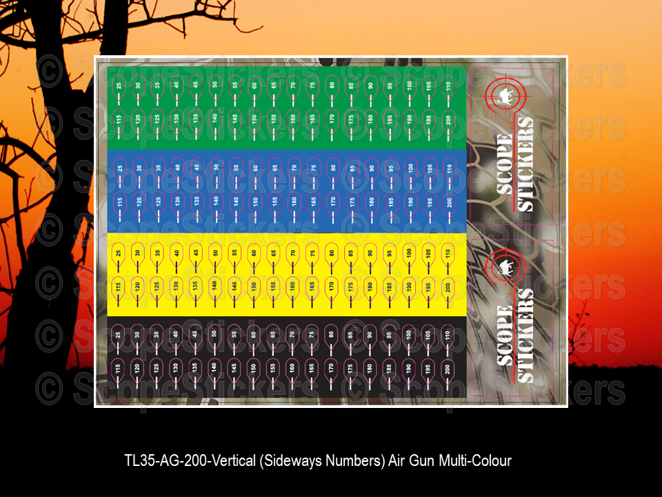 Scope Stickers AIRGUN TURRET LABELS (SIDEWAYS/HORIZONTAL)
